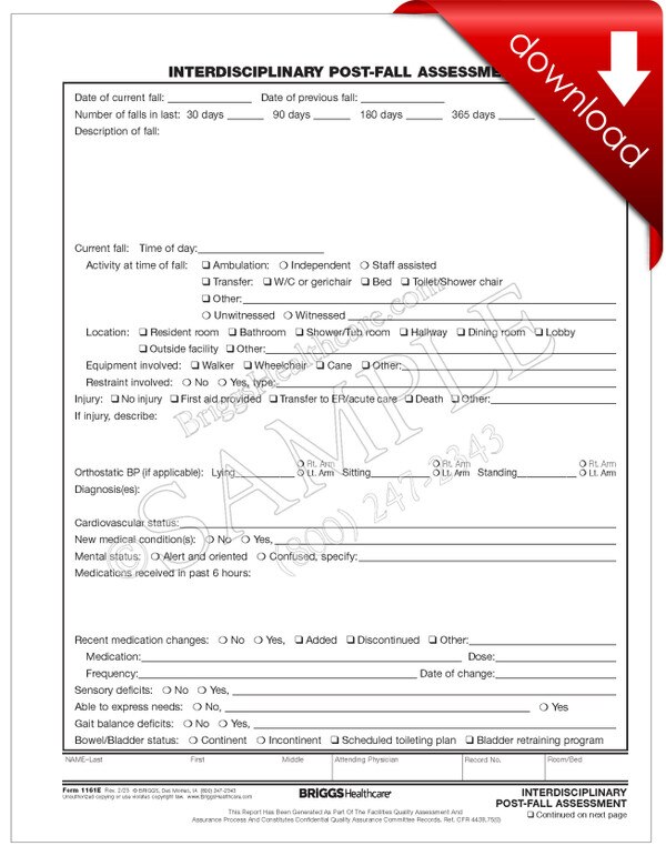 Interdisciplinary Post-Fall Assessment - DIGITAL FORM